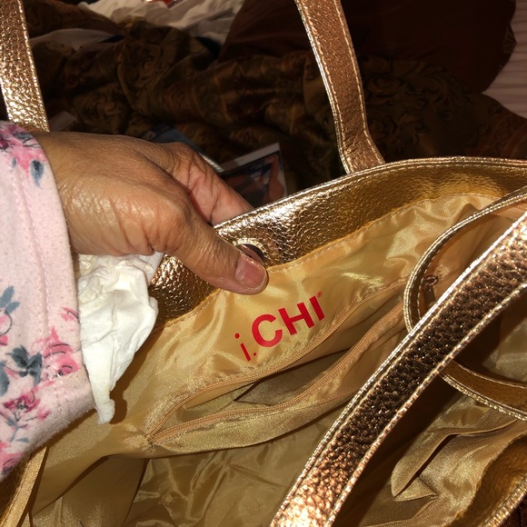 Chi | Bags | Gold Metallic Chi Tote Bag | Poshmark